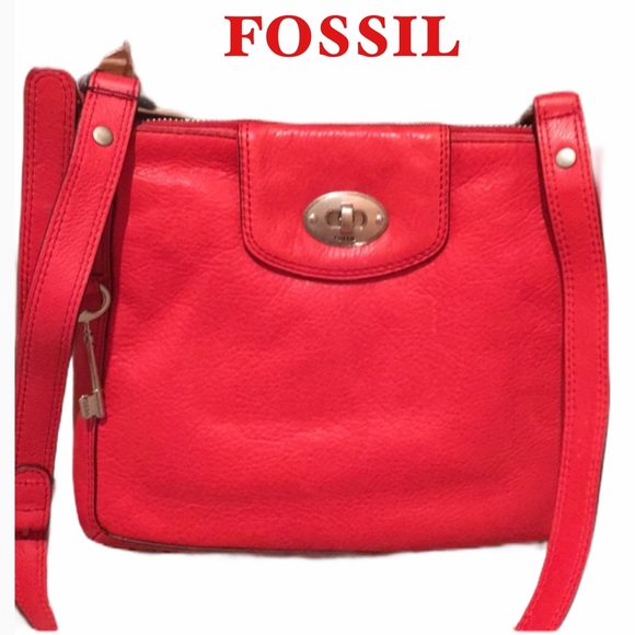 Fossil | Bags | Nwt Fossil Brand Leather Crossbody Purse Bag Red | Poshmark